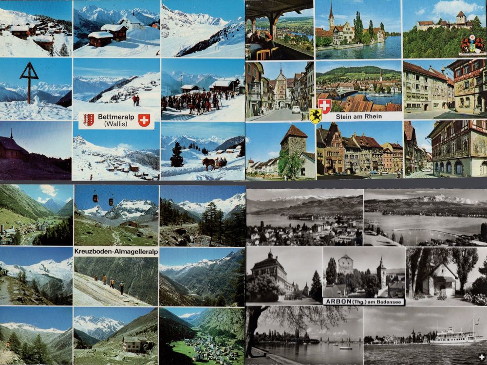 Lot 4 Mehrbildkarten (Gebraucht) in Aarau für CHF 2 – mit Lieferung auf Ricardo kaufen