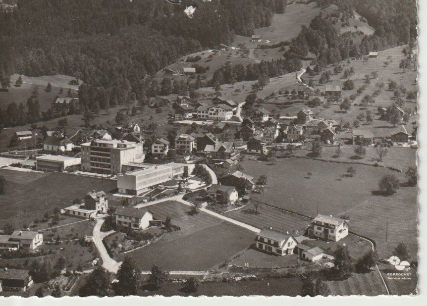SZ 70 Rickenbach SZ, Flugaufnahme mit Dorf und Seminar, 1963 (Gebraucht ...