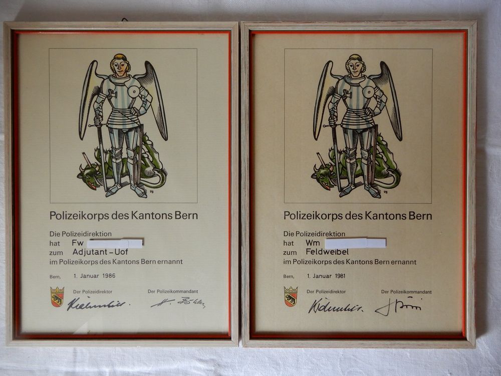POLIZEI Kt. BERN Beförderungsurkunden (Gebraucht) in Senèdes für CHF 55 – mit Lieferung auf ...