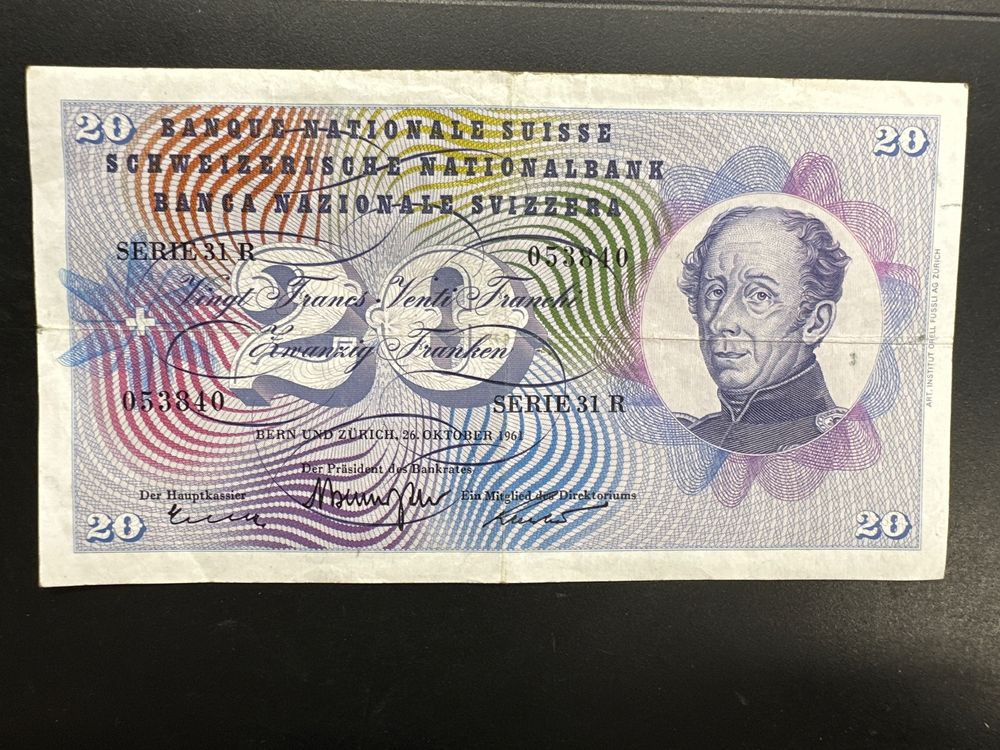 20 Fr.-Note Schweiz 1961 | Kaufen auf Ricardo