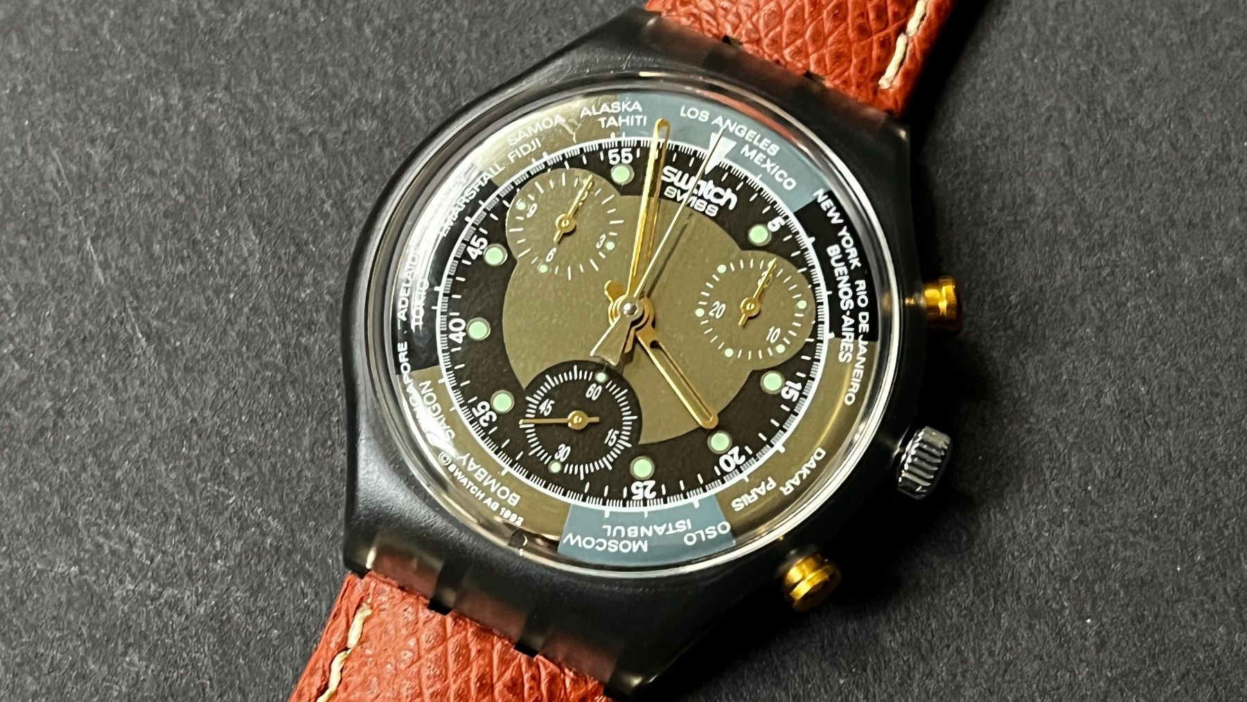 Swatch Chrono Jet Lag SCM102 1993 Top Zustand OVP (Neu (gemäss ...