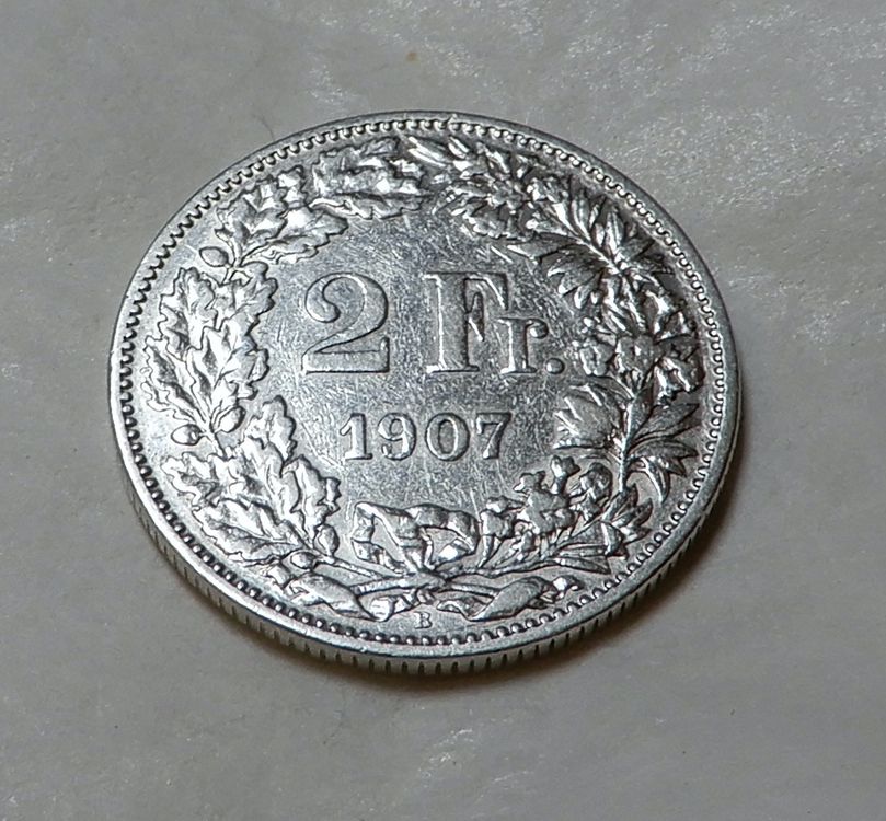 Silber Münze, 1907 , 2 Franken | Kaufen auf Ricardo