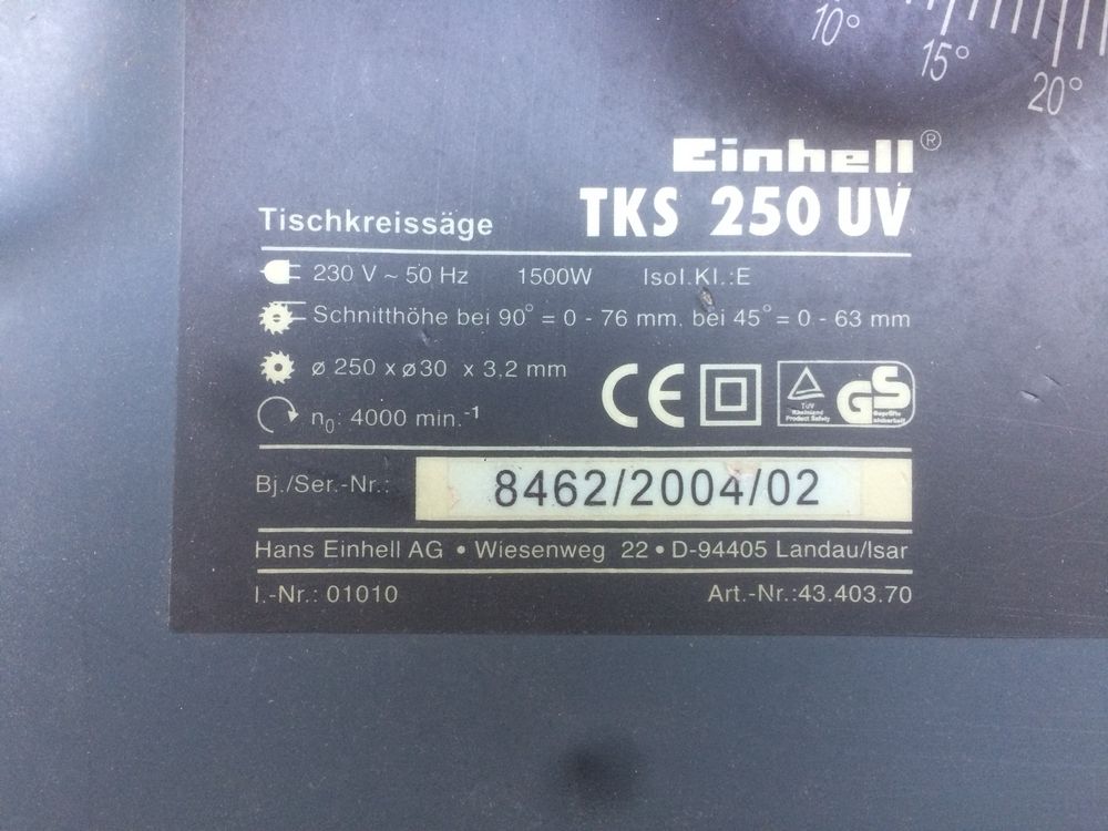 Einhell Tischkreissäge TKS 250 UV | Kaufen auf Ricardo