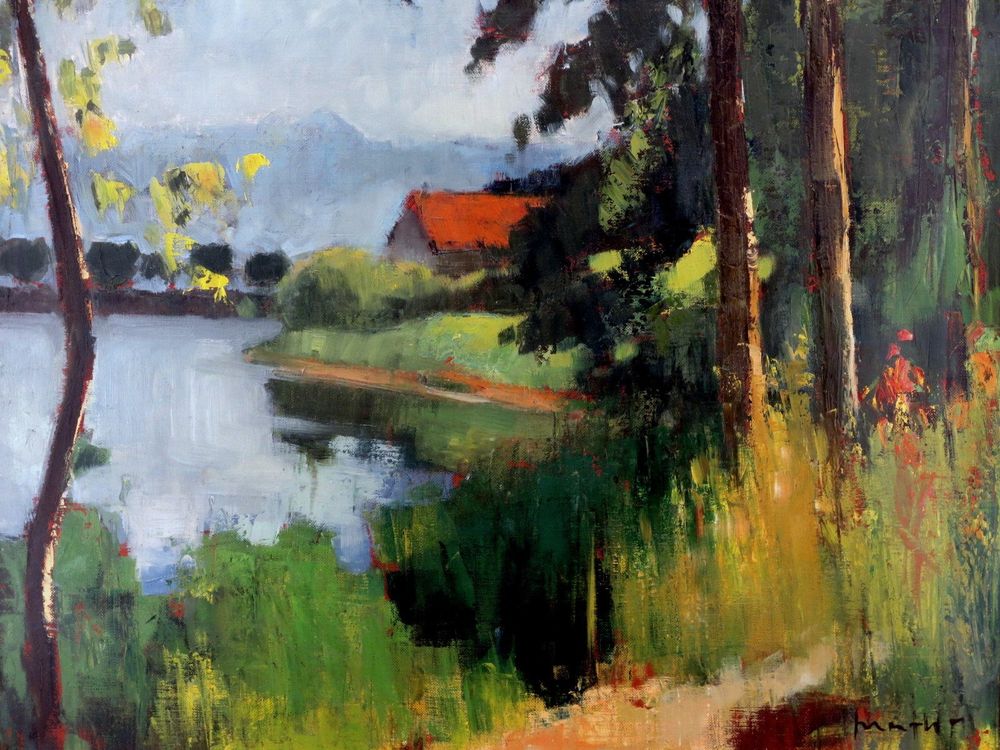 Walter Mafli Lac de Bret 65cm X 54 cm Huile toile | Kaufen auf Ricardo