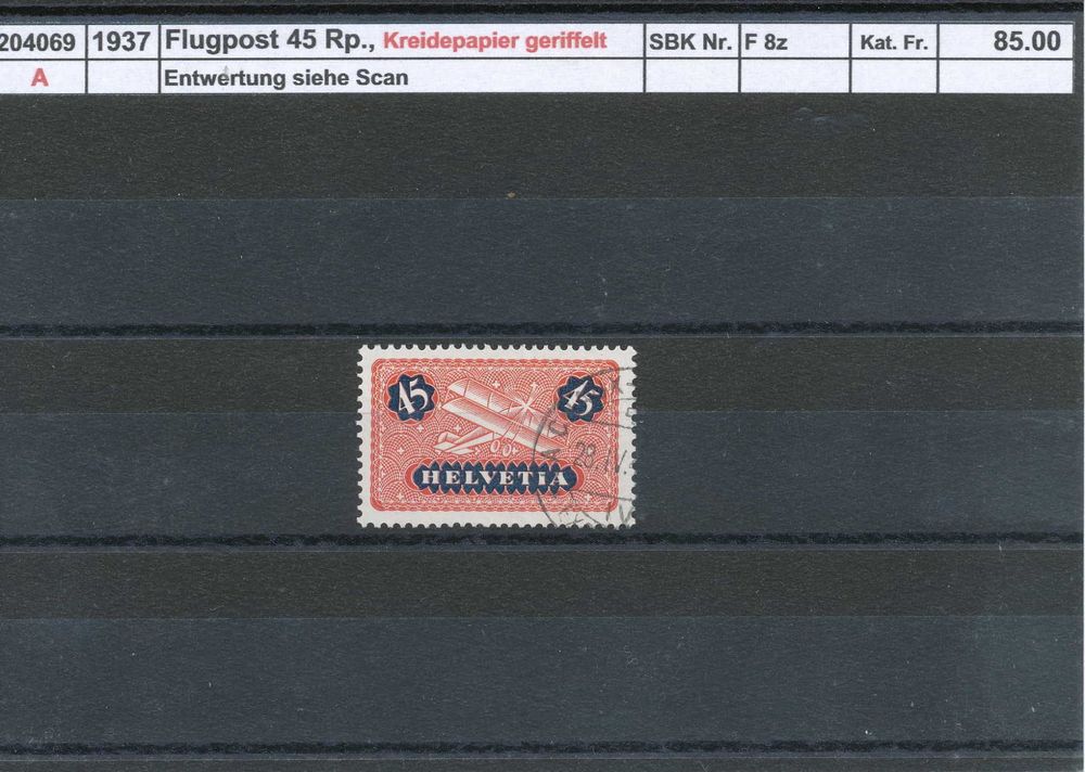 1937 Flugpost - 45 Rp., Kreidepapier geriffelt | Kaufen auf Ricardo
