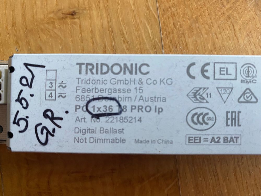 Tridonic Elektronisches Vorschaltgerät 1x36 T8 PRO lp (Gebraucht) in Root für CHF 1 – mit ...