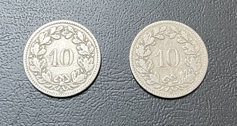 Zwei schöne 10 Rappen-Stücke aus den Jahren 1898 und 1899 (Gebraucht ...