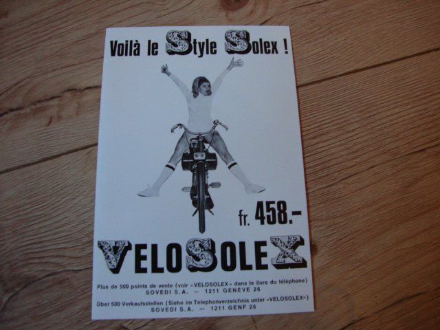Original 60er Jahre VELO SOLEX Mofa Werbeblatt von Genf | Kaufen auf ...
