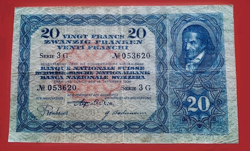 20 Franken 1930 Serie 3 G Schweiz Banknote in Ss | Kaufen auf Ricardo