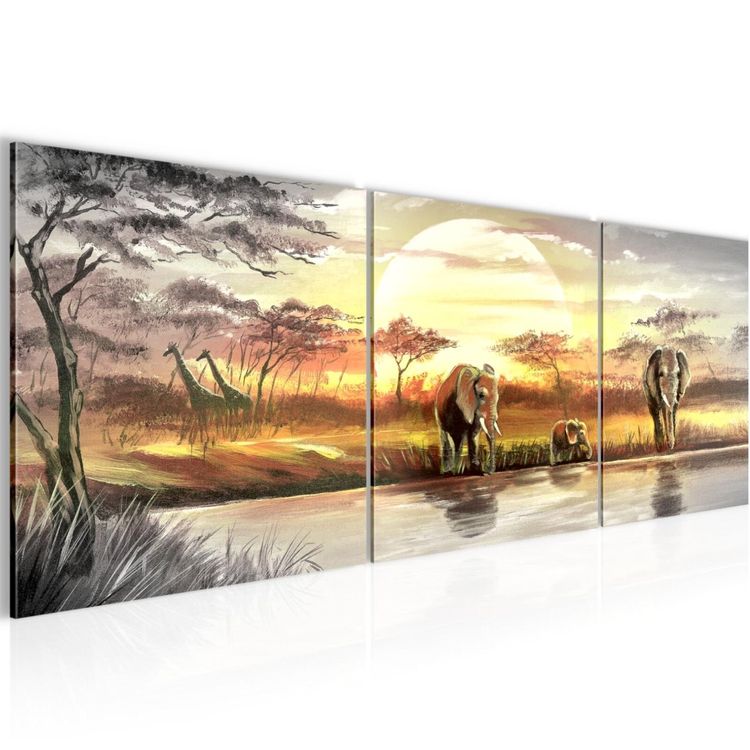 Wandbild Wohnzimmer 3-teilig Elefant Nostalgie Afrika | Kaufen auf Ricardo