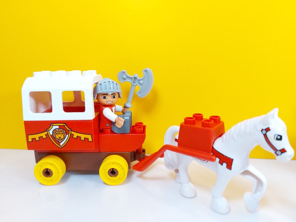 LEGO Duplo Ritter - Pferd mit Rüstung, Kutsche, 3 Ritter (Gebraucht) in ...