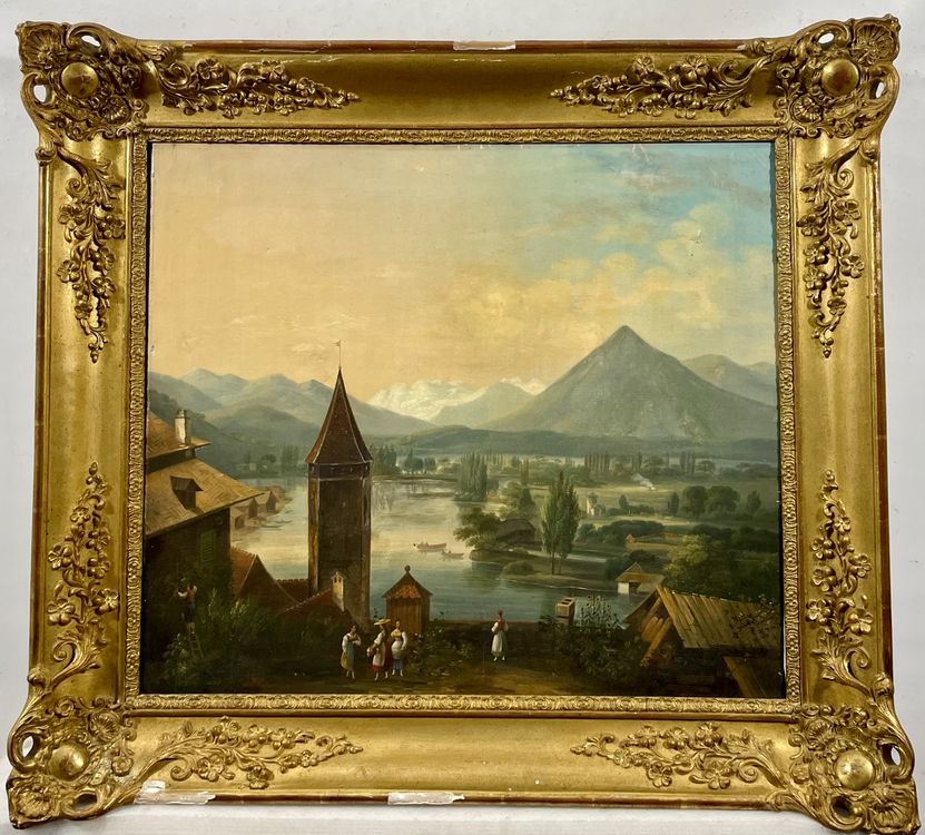 Antikes grosses Gemälde mit Hofdamen & Top Aussicht | Kaufen auf Ricardo