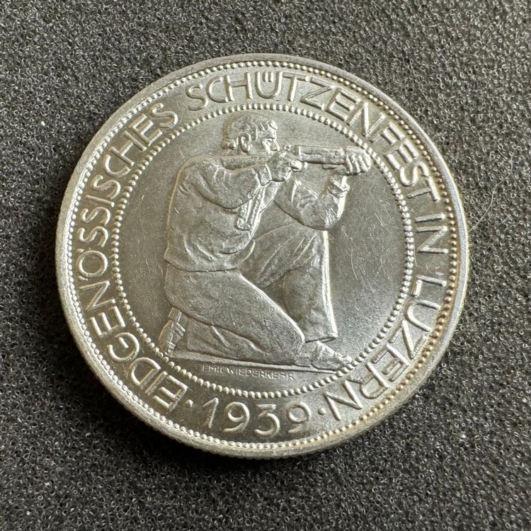 5 Franken Silber Schützentaler Luzern 1939 (Gebraucht) in Reitnau für CHF 26 – mit Lieferung auf ...