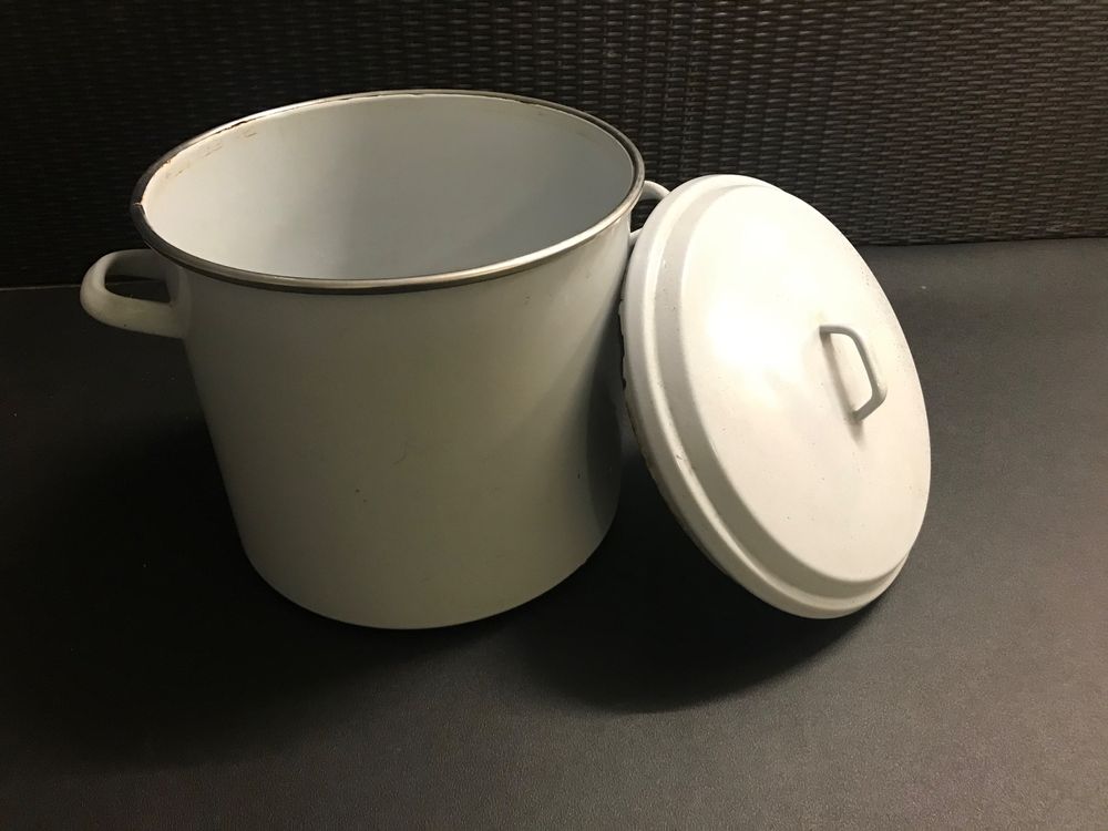 Grosser alter Emaille Topf m. Deckel, Kochtopf, Vorratstopf | Kaufen ...