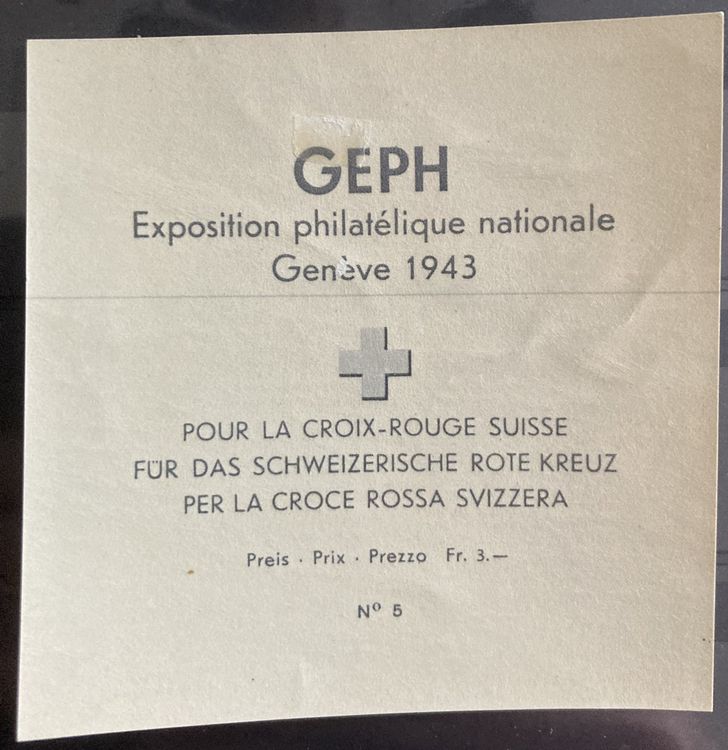 GEPH Block 1943 W18 ET gestempelt, SBK 60 Fr. (Gebraucht) in Flawil für CHF 9 – mit Lieferung ...