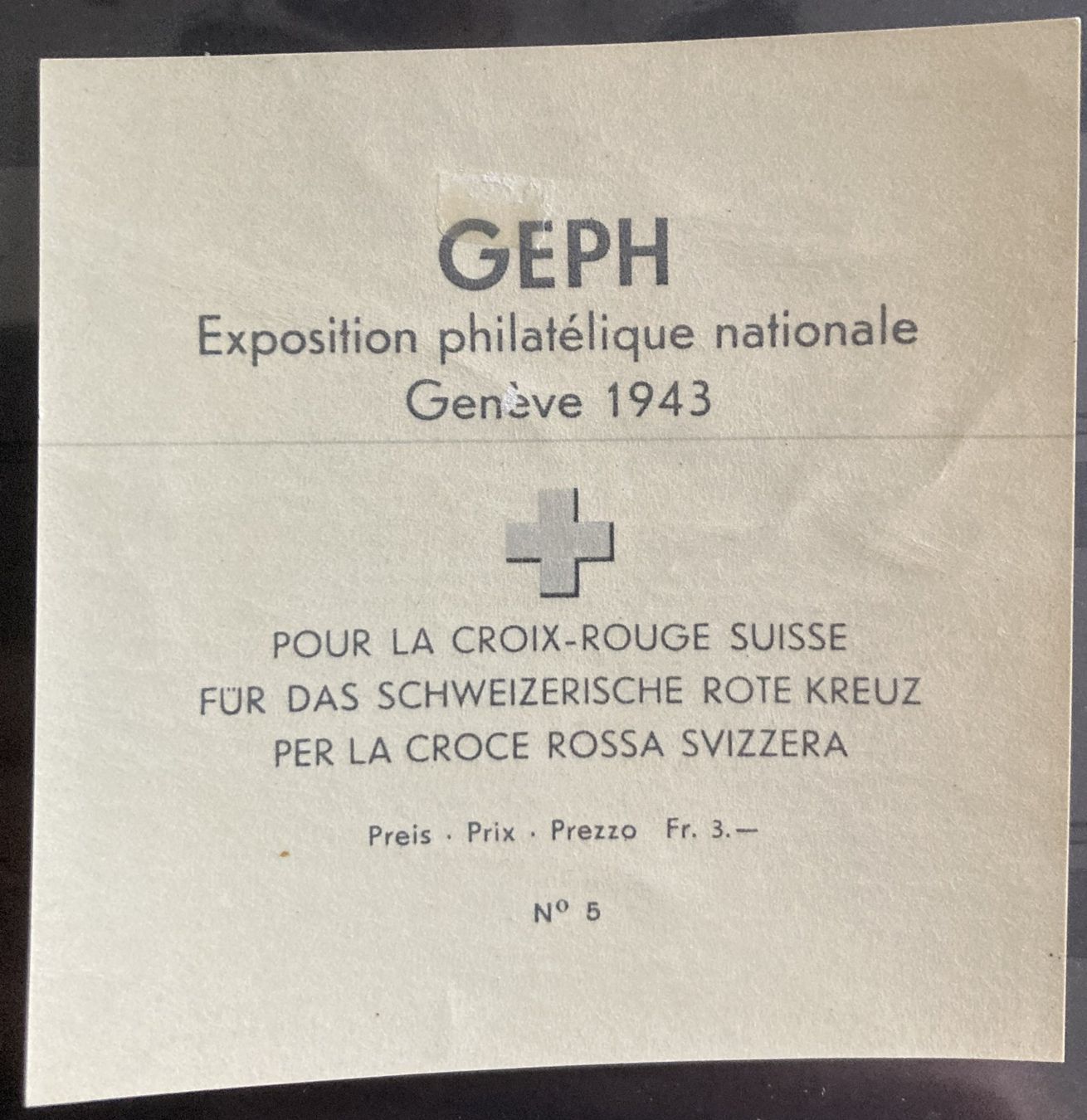 GEPH Block 1943 W18 ET gestempelt, SBK 60 Fr. (Gebraucht) in Flawil für CHF 9 – mit Lieferung ...