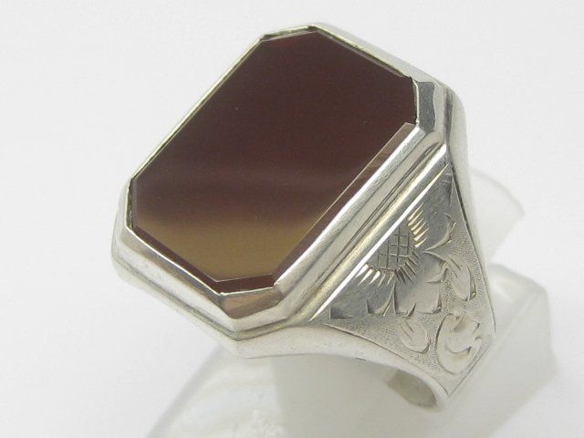 Antik Ring Siegelring Silber 835 floral ziseliert Karneol | Kaufen auf ...