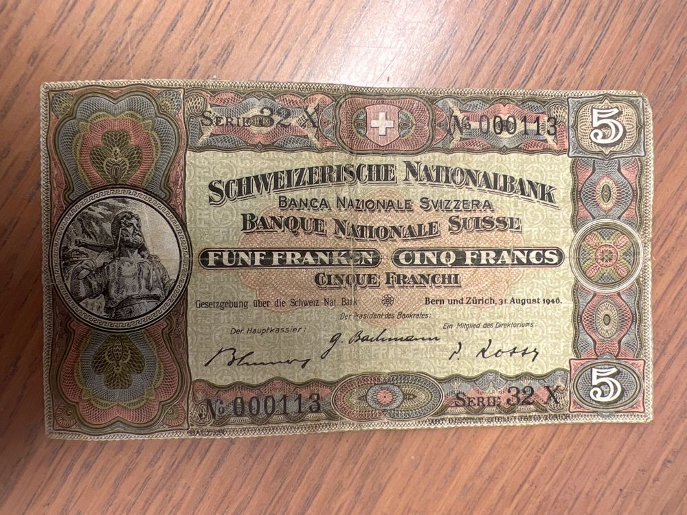 CHF 5 Franken Banknote von 1946 | Kaufen auf Ricardo