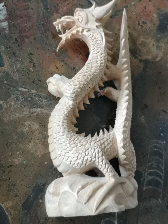 Drachen Figur Statue massiv Holz Mythen Fabelwesen Asien (Neu (gemäss ...