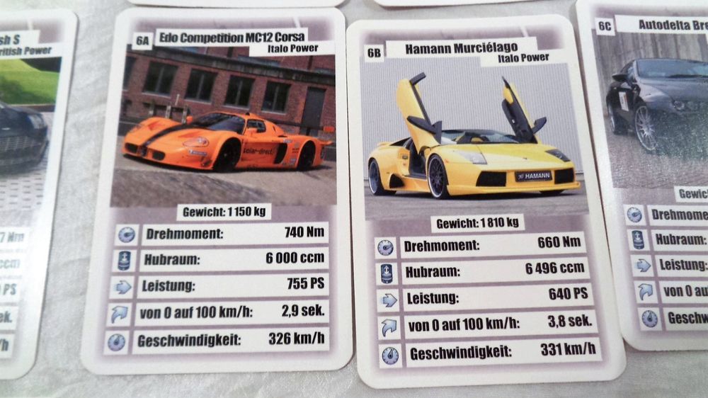 Auto Quartett - Tuning Boliden / 32 Karten ab Fr. 4.- | Kaufen auf Ricardo