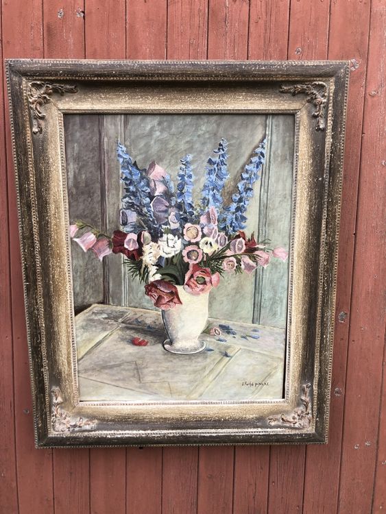 Ölgemälde Blumen in Vase, J. Fuchs pinx. 45, gerahmt | Kaufen auf Ricardo