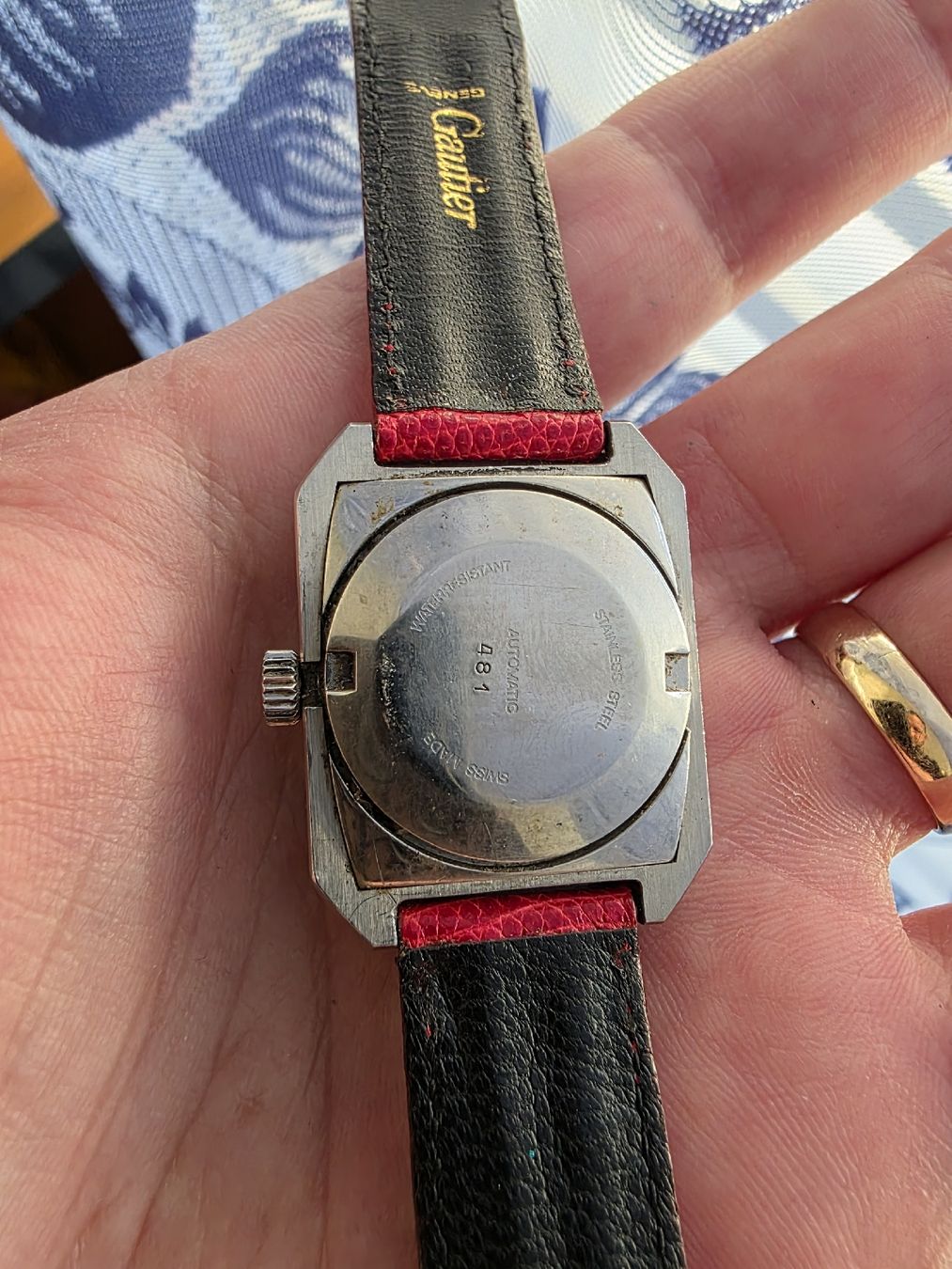 Angelus montre vintage automatique, bracelet rouge vif! (D'occasion) à ...