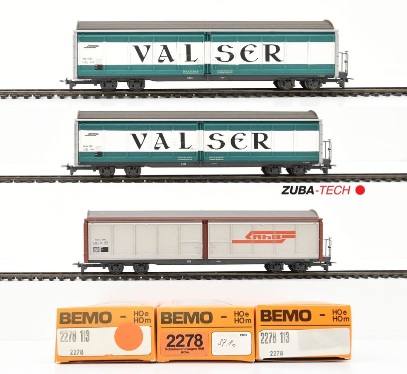 Bemo 3x Schiebewandwagen der RhB, H0m GS mit OVP | Kaufen auf Ricardo