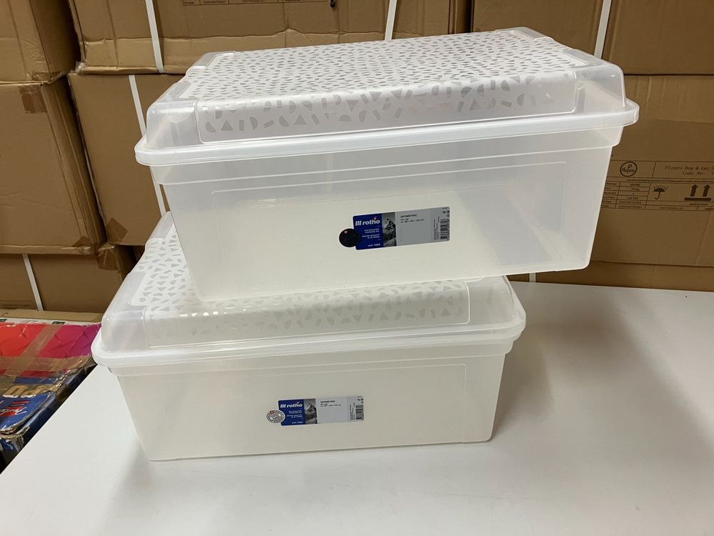 2x III rotho - GEOMETRIC Kunststoffbehälter m. Deckel ab 1.- | Kaufen ...