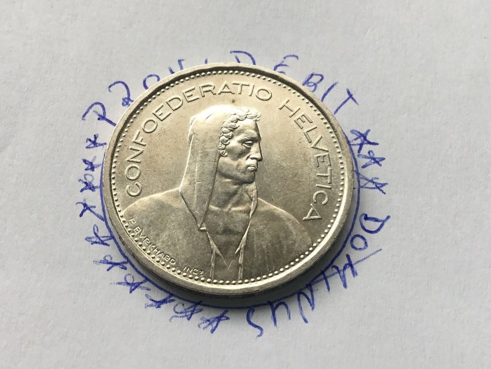 5 Franken 1967 mit 3 * vor Gesicht VZ +++wenig zirkuliert (Gebraucht) in St. Margrethen SG für ...