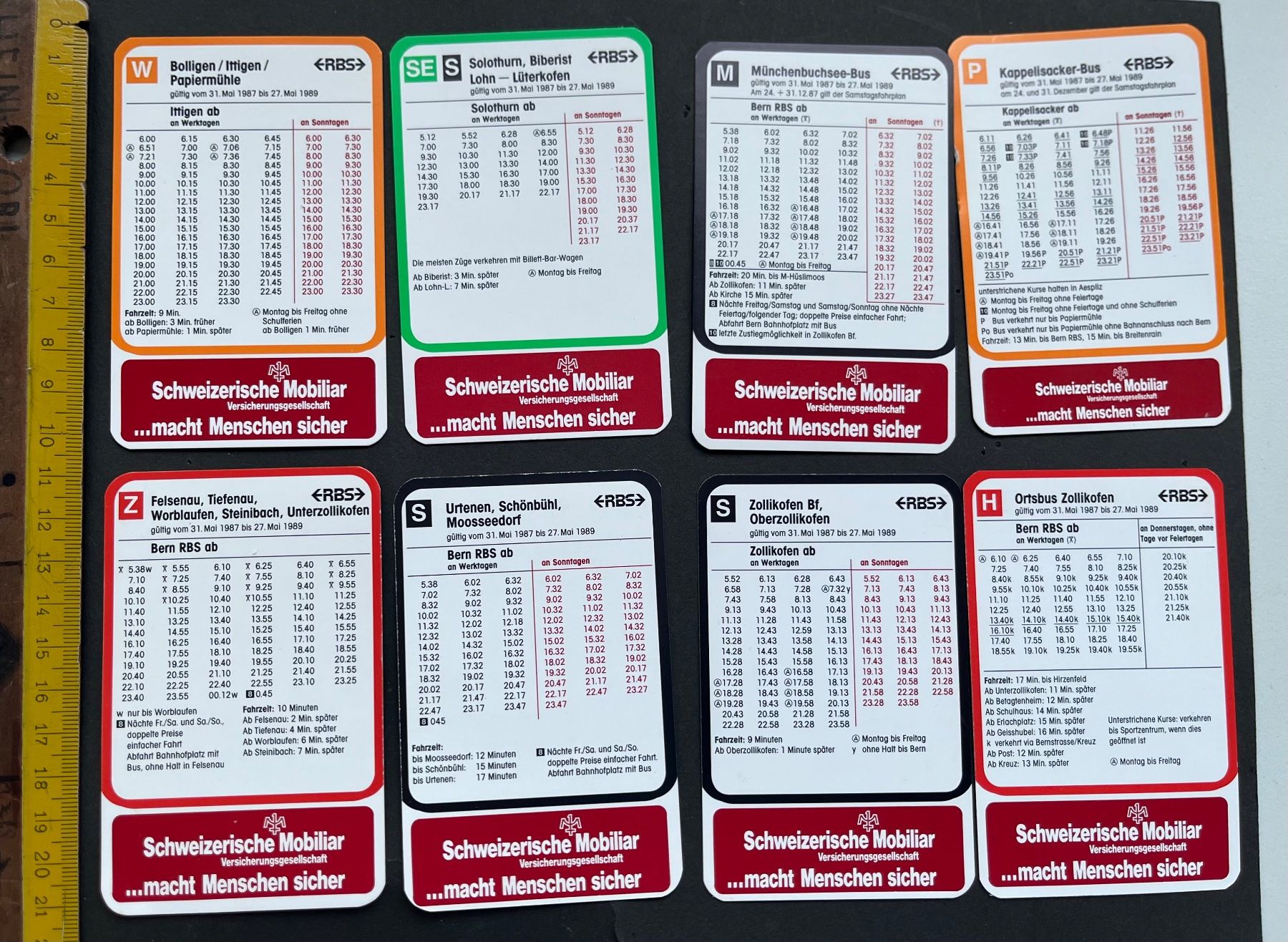 RBS-Bahnlinien-Fahrpläne/ 1987-89/ Lot 8 Stück (Gebraucht) in Wabern ...
