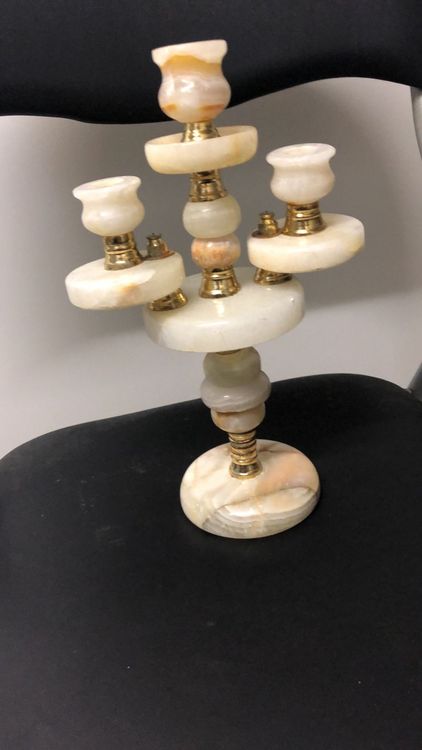 Wunderschöne 3 flammige Kärzenständer Marmor/messing | Kaufen auf Ricardo