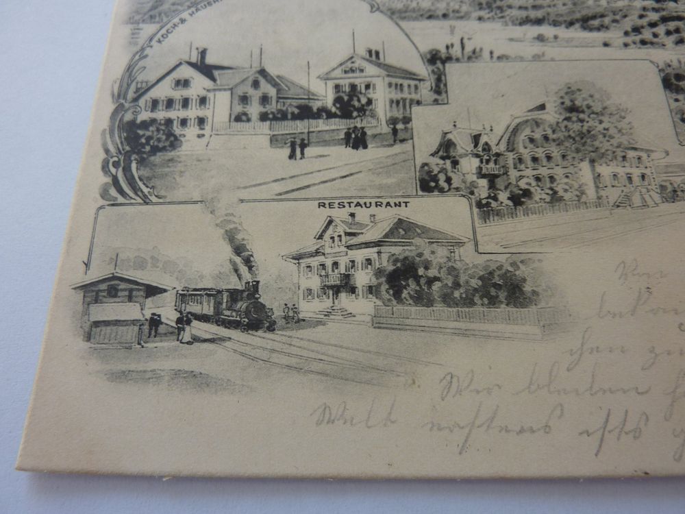 Lithografie : Gruss aus Boniswil, Restaurant , Bahnhof 1899 (Gebraucht) in Birrwil für CHF 8 ...