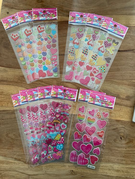 Restposten / Set: 13 Blatt Sticker / Aufkleber Herz / Herzen | Kaufen ...