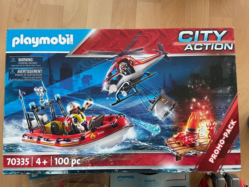Playmobil Feuerwehr 70335 Löschhelikopter mit Boot (Gebraucht) in Rotkreuz für CHF 19 – mit ...