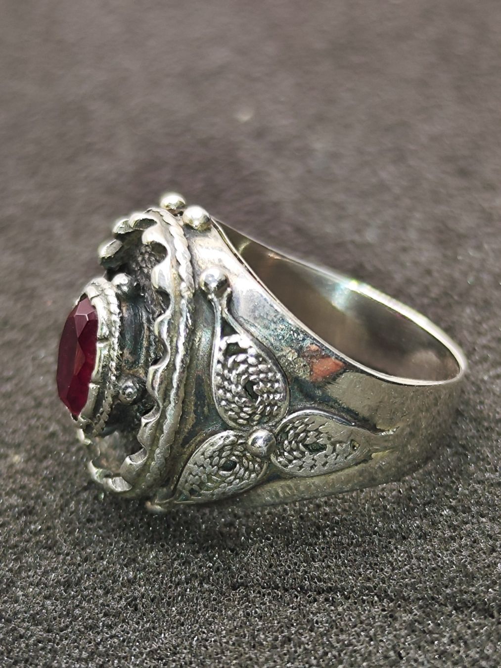 Vintage 925er Silber Unisex Ring Rubin Edelstein Top (Gebraucht) in ...