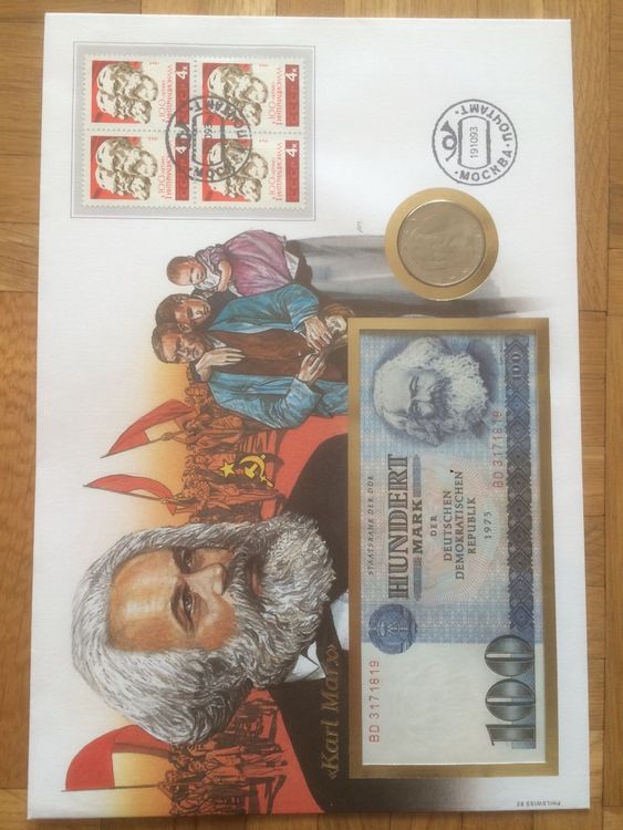 Banknotenbrief mit Münze Karl Marx (Neu und originalverpackt) in ...