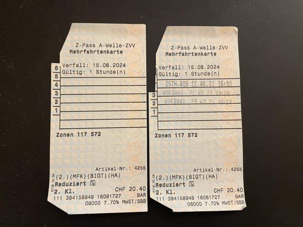 Zugtickets A-Welle Zonen:117+572 (Gebraucht) in Dübendorf für CHF 7 ...