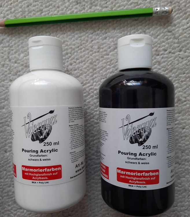 Marmorierfarben-Pouring Acrylic-schwarz+weiss-je 250ml-neu | Kaufen auf Ricardo