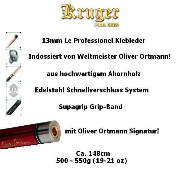 Ausverkauf: BCE Oliver Ortmann 100B Billardqueue Ahornholz (Neu und ...