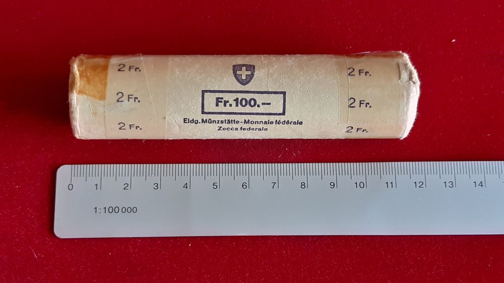 2 Franken (50 Stück) Jg. 1967 in der ORIGINAL-ROLLE! (Neu und ...