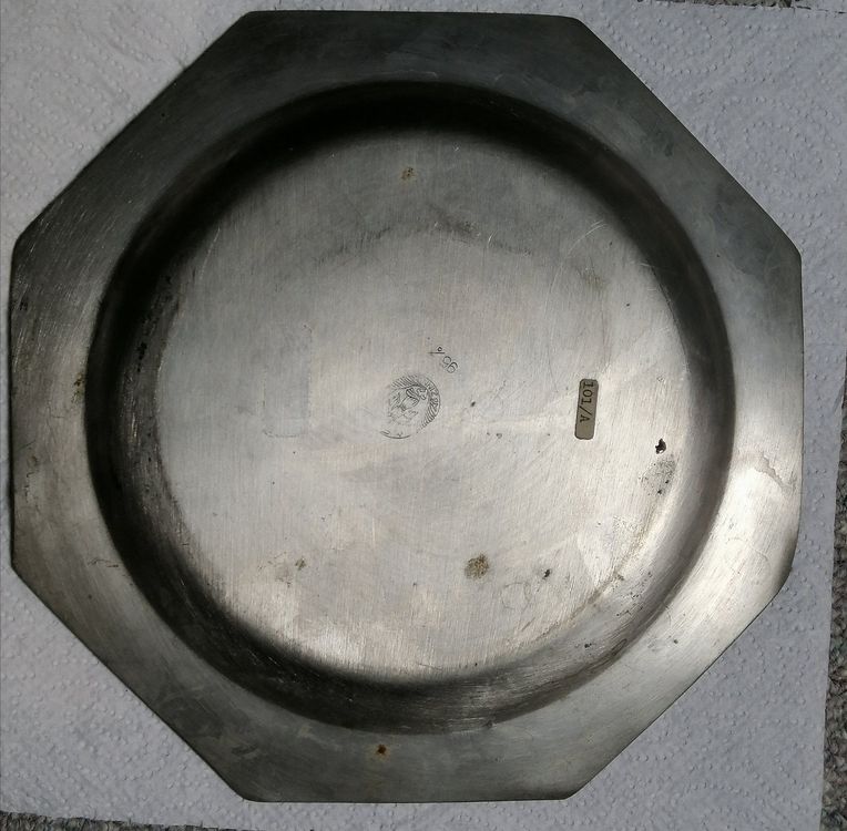 Zinn alter Zinnteller acht eckig - Dm. ca.21,5 cm. (Gebraucht) in ...