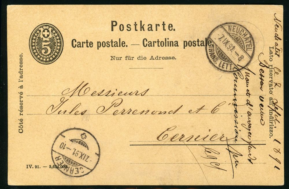 Postkarte: P22-T III / Pk 021 IV 91, Wertstempel defekt 1891 | Kaufen ...