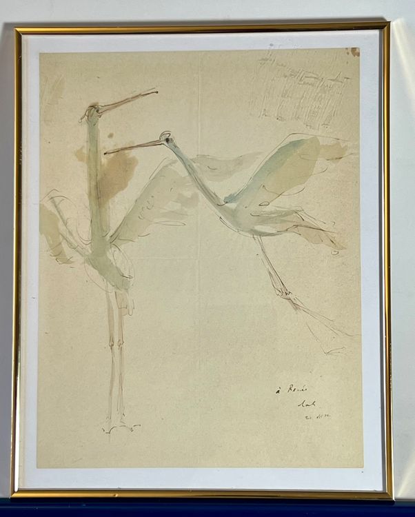 Charles Hug Aquarell (1899-1979) Zeichnung original Signiert (Neu (gemäss Beschreibung)) in ...