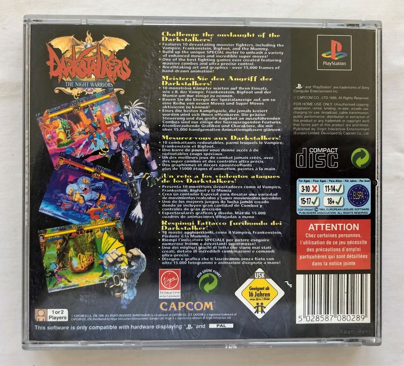 Playstation 1 - DARKSTALKERS - THE NIGHT WARRIORS (Defekt) in ...