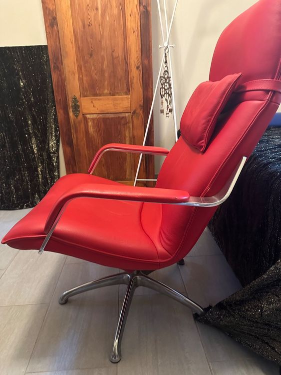 Leder Designer Sessel, Lounge Chair rot | Kaufen auf Ricardo