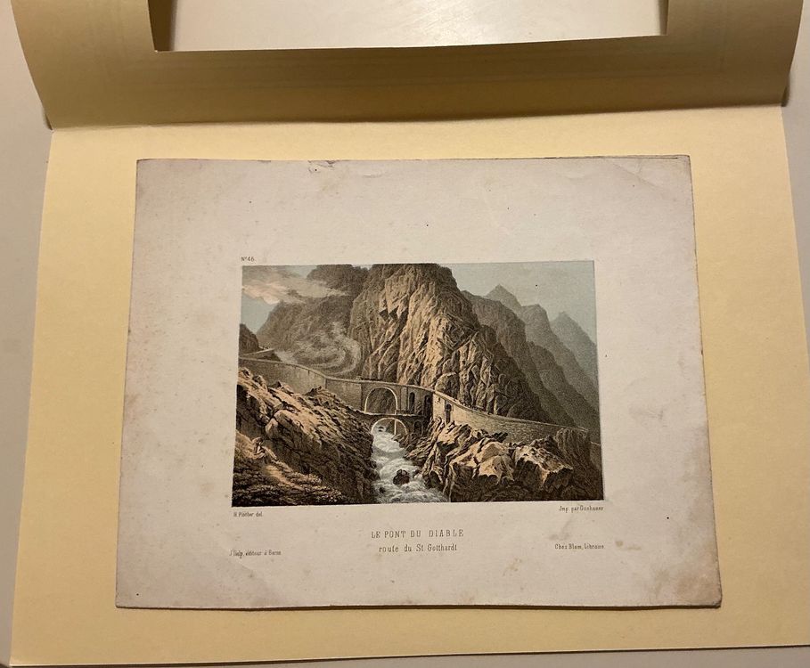 Antike St. Gotthard Pass Lithographie kol. (Gebraucht) in Naters für ...