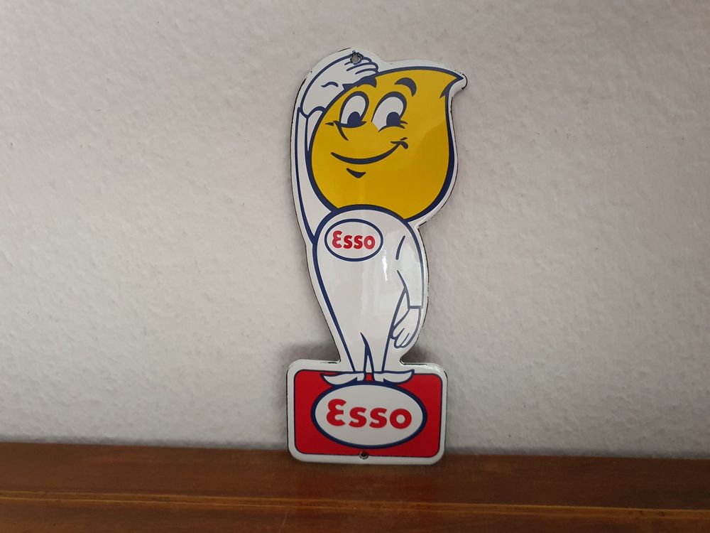 Emailschild ESSO Tankstelle Motor Oil Emaille Schild Reklame (Neu ...