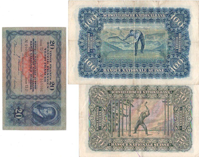 Banknoten 100 - 50 - 20 Franken, Serie 1911 (Gebraucht) in Bonstetten ...