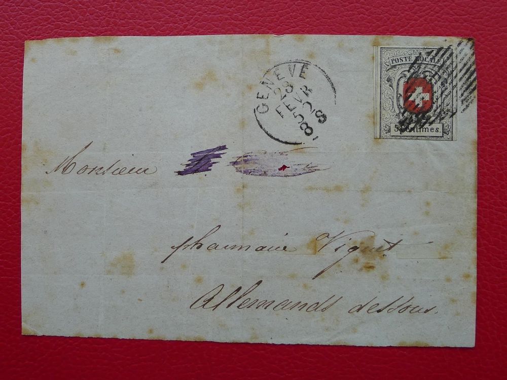 1852: Nr.11 (NEUENBURG) auf Briefstück, Kat: 10'000.-+Attest (Gebraucht ...