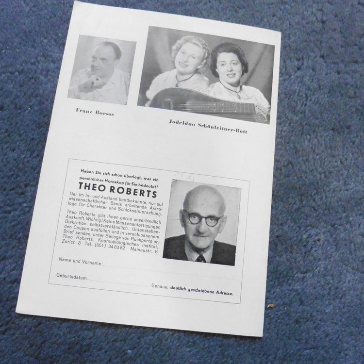 Basel,Clara-Variété,1954,Programm,Fam.Thöny,Artisten,Sänger (Gebraucht ...